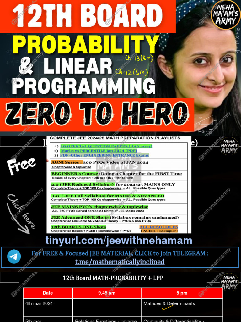 CBSE 2024 - 12th BOARD - Probability and Linear Programming Problem | PDF | Probability ...