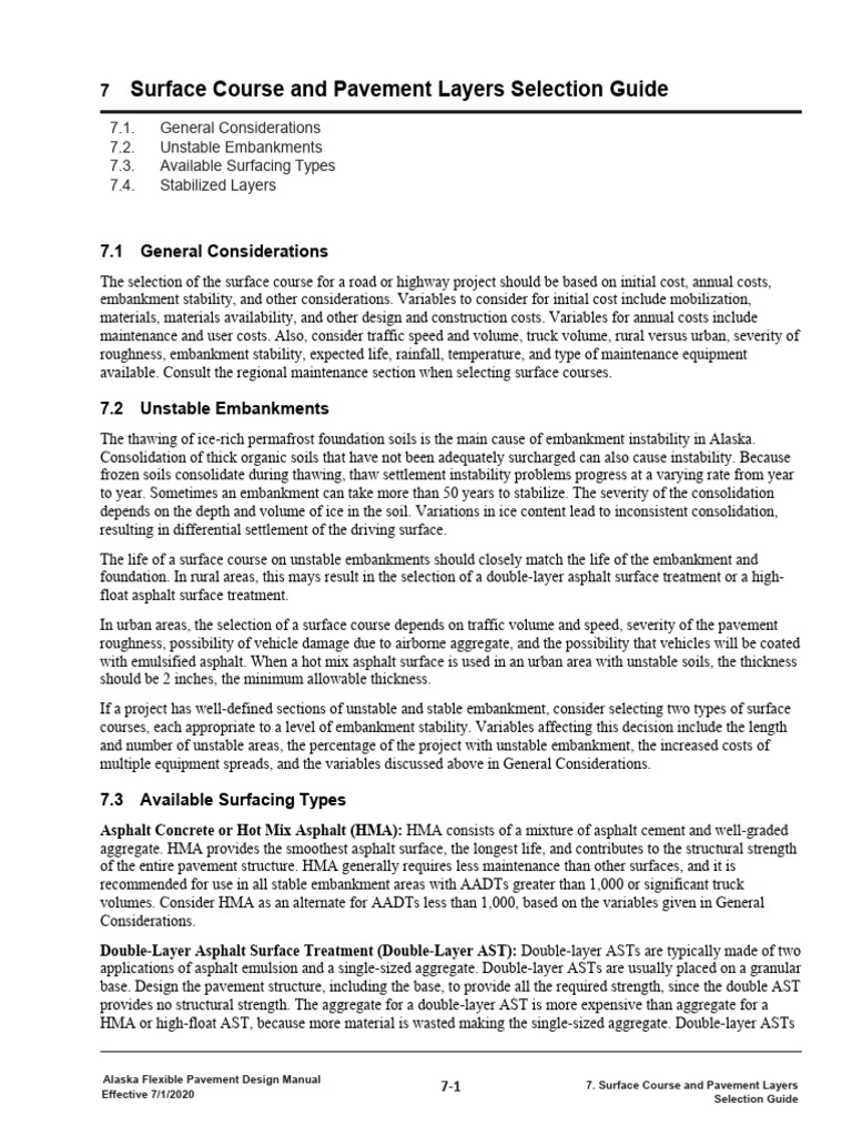 Ch7 Surface and Pavement Layer Selection Guide | PDF | Road Surface | Concrete