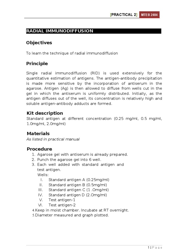 Radial Immunodiffusion | PDF | Laboratory Techniques | Chemistry