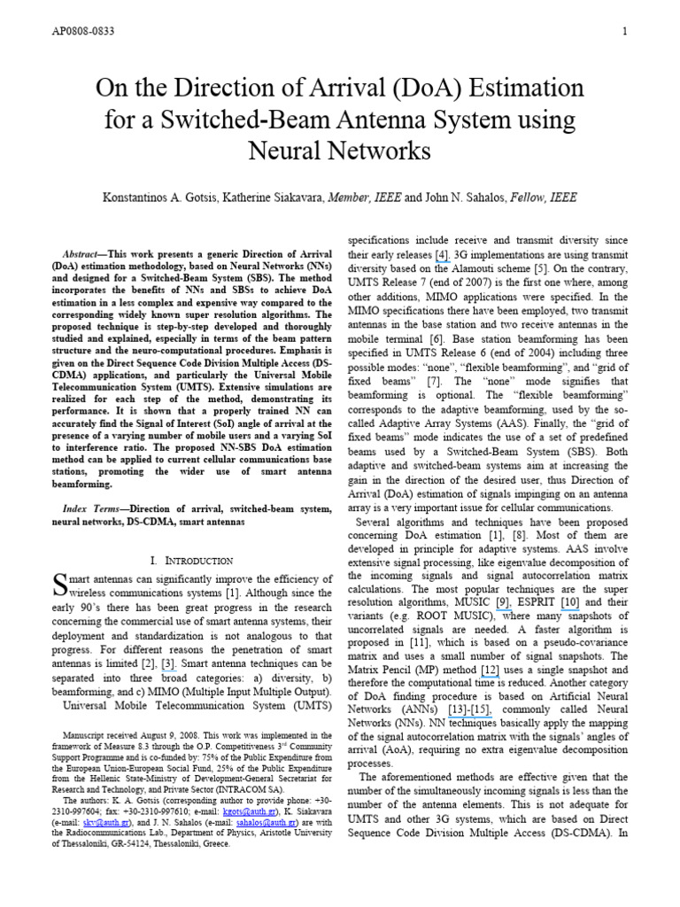 2000 IEEE TR On The Direction of Arrival DoA Estimati | PDF | Antenna (Radio ...