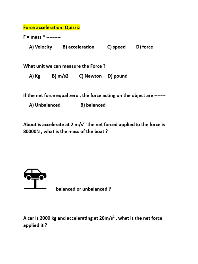 Force acceleration | PDF | Force | Acceleration