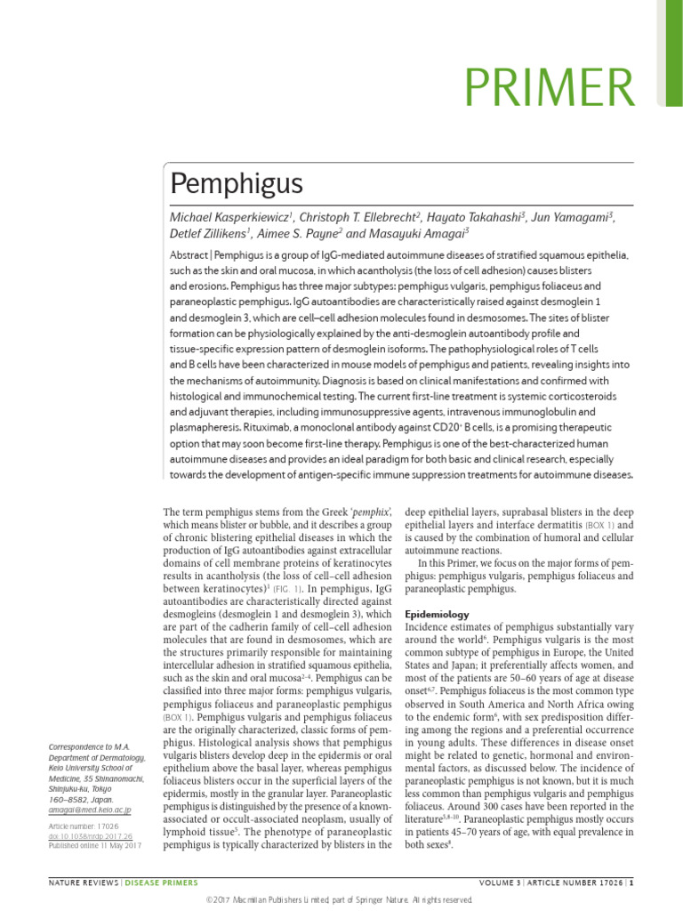 Pemphigus | PDF | Medical Specialties | Immunology