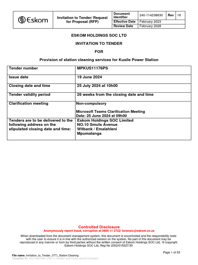 Invitation to Tender (ITT) Station Cleaning | PDF | Request For ... Invitation to Tender (ITT) Station Cleaning | PDF | Request For ...