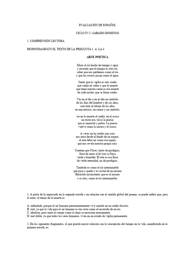 Evaluación de Español: Comprensión y Literatura | PDF | Vanguardia | Poesía