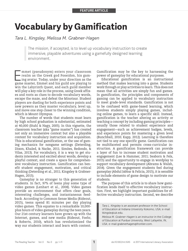 Vocabulary by Gamification | PDF | Learning | Vocabulary