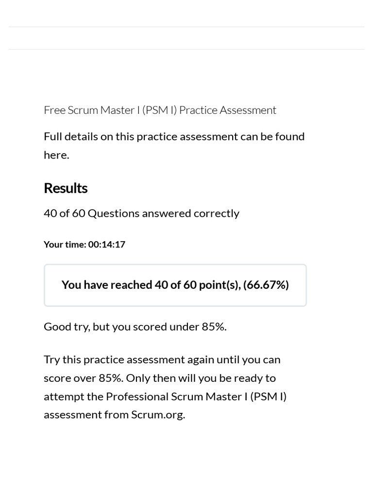 Free Scrum Master I (PSM I) Practice Assessment 2 | PDF | Scrum ...