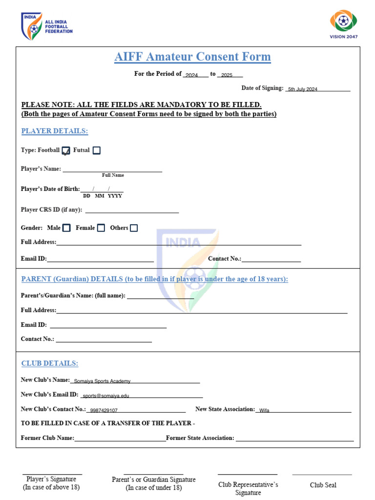 Aiff Consent Form 2024-25 | PDF | Justice | Crime & Violence