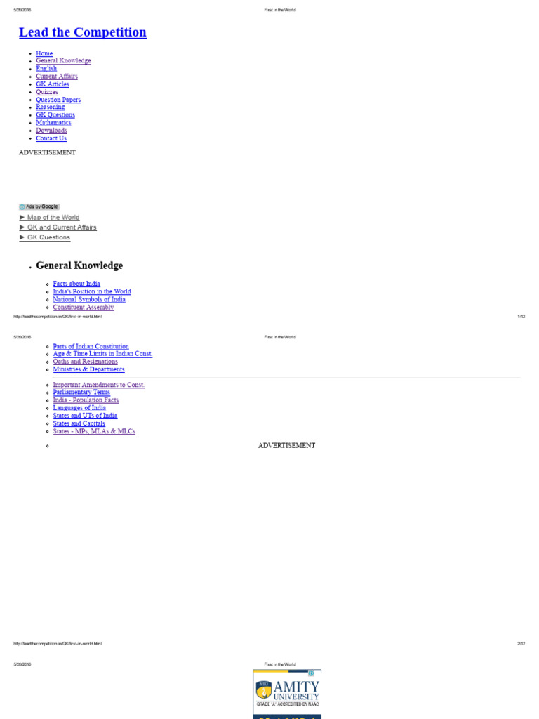 First in The World | PDF