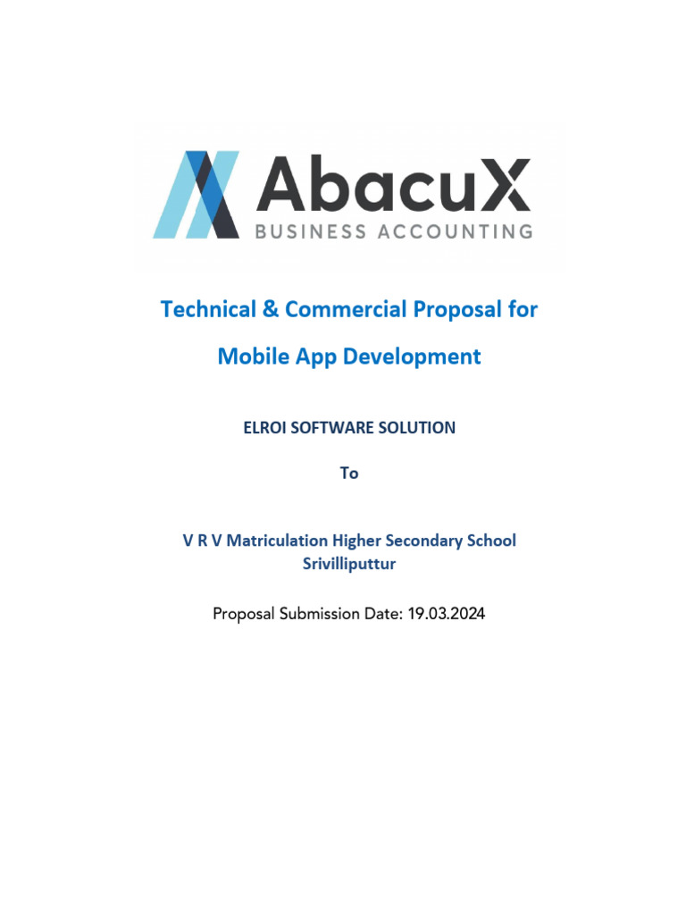 Mobile App Proposal for VRV School | PDF | Business | Technology ...