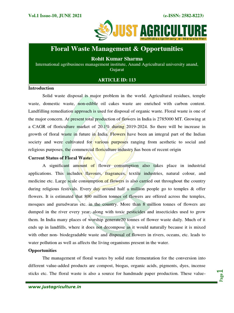 Floral Waste Management & Opportunities | PDF | Waste Management | Waste