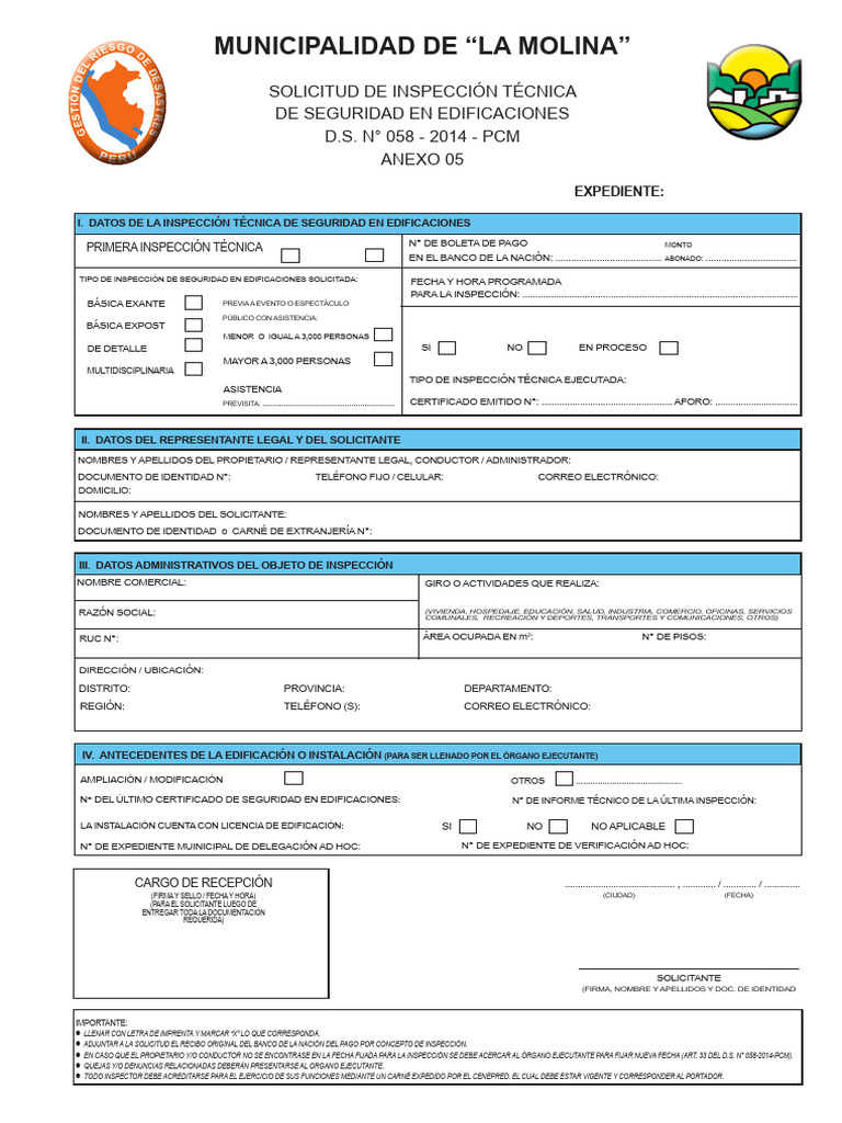 Formato de Solicitud ITSE - Anexo #5 | PDF | Documento de identidad