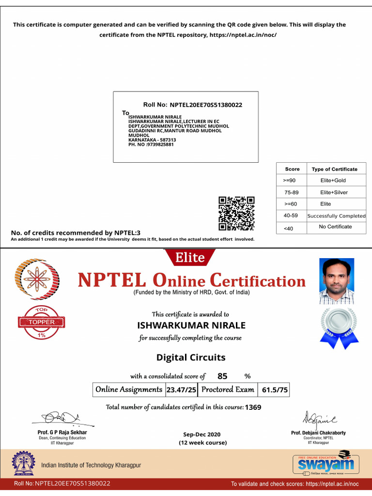 NPTEL Certificate | PDF NPTEL Certificate | PDF