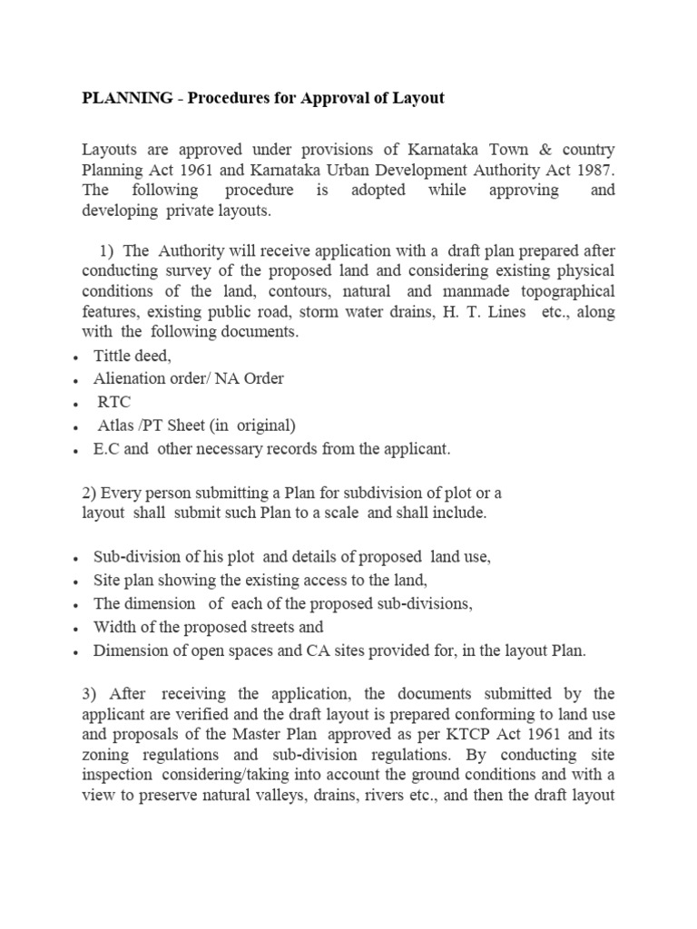 Layout Approval Procedures in Karnataka | PDF | Civil Engineering