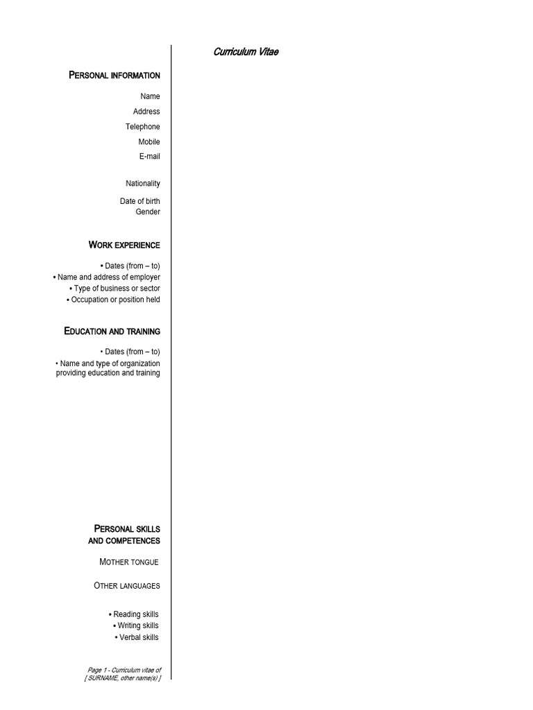 CV EU Format | PDF