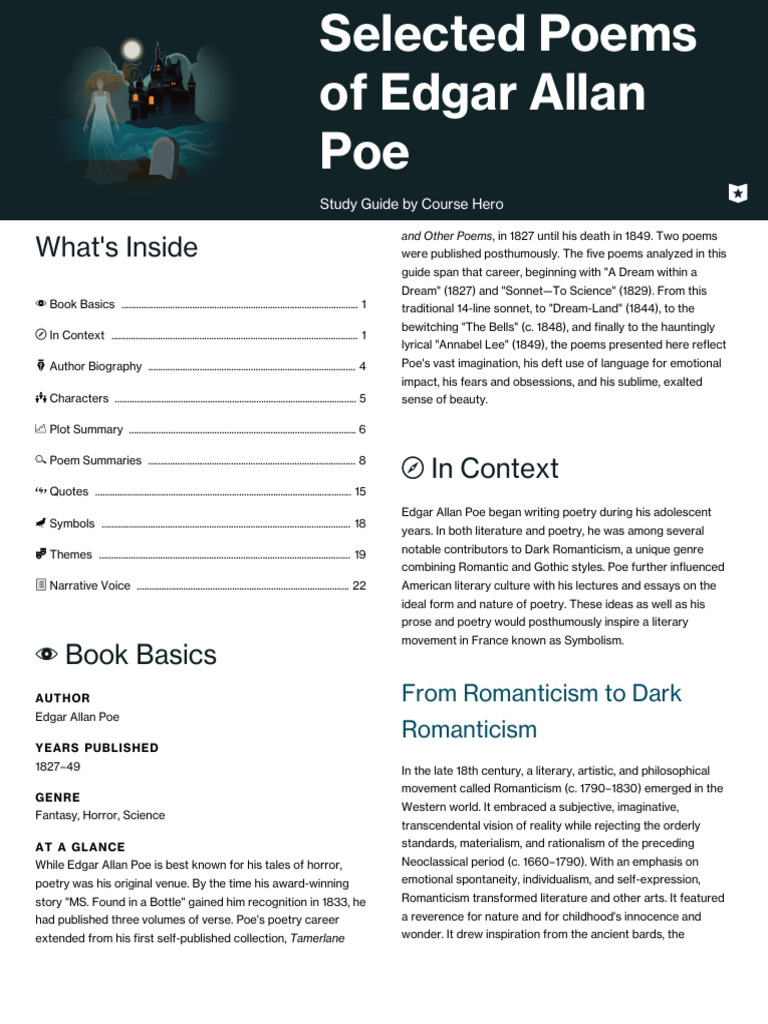Selected Poems of Edgar Allan Poe | PDF | Romanticism | Poetry