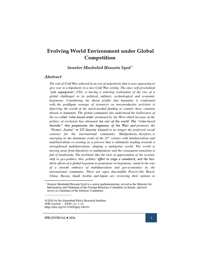 Global Shift: From Unipolarity to Multipolarity | PDF | Polarity ...