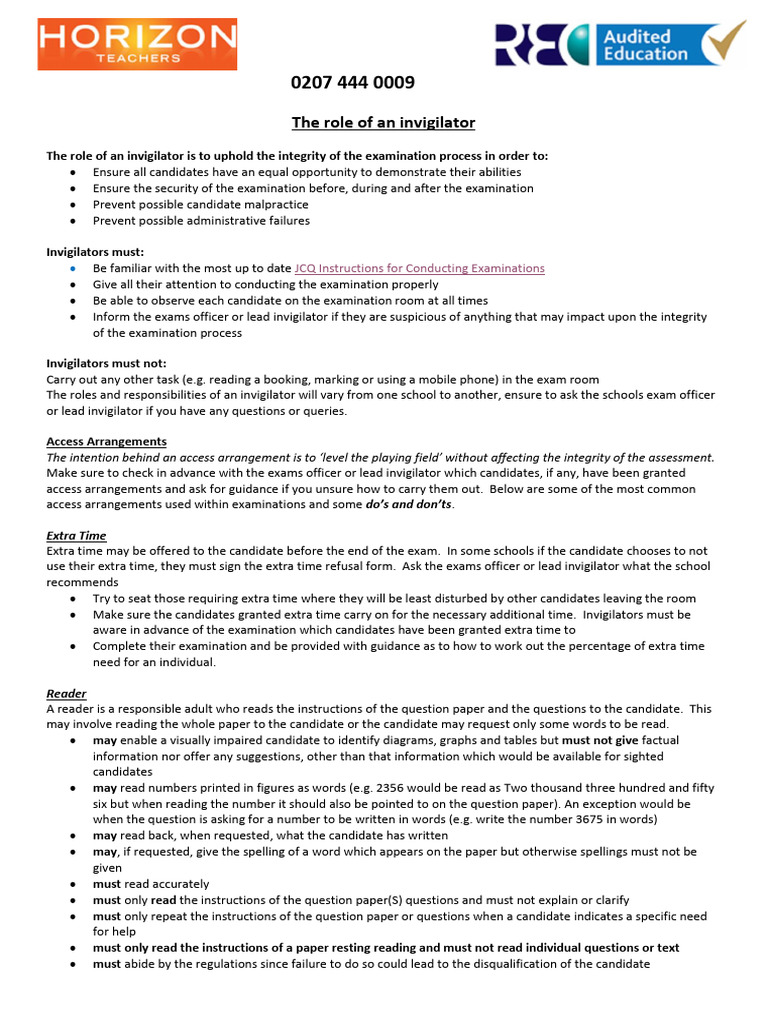 Exam Invigilator Training - HT | PDF | Career & Growth | Self-Improvement