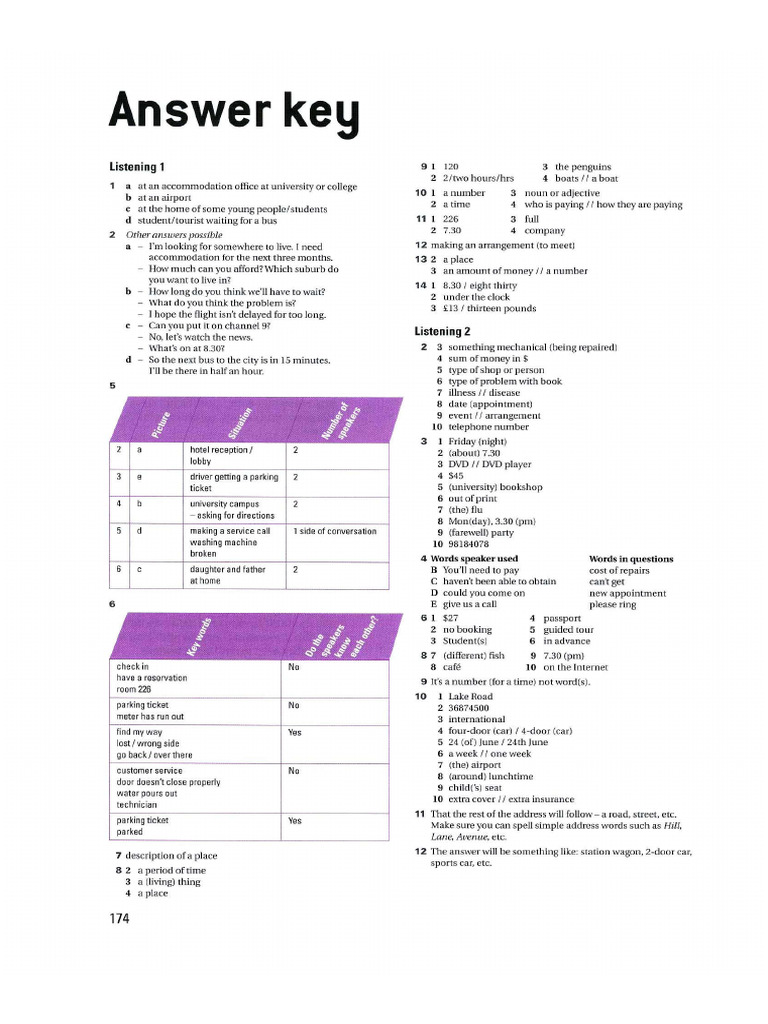 Answer Key New Insight Into IELTS | PDF