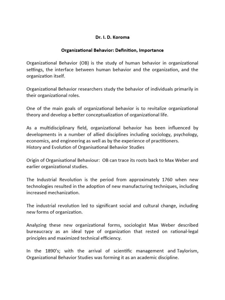 Organizational Behavior | PDF | Organizational Behavior | Psychology