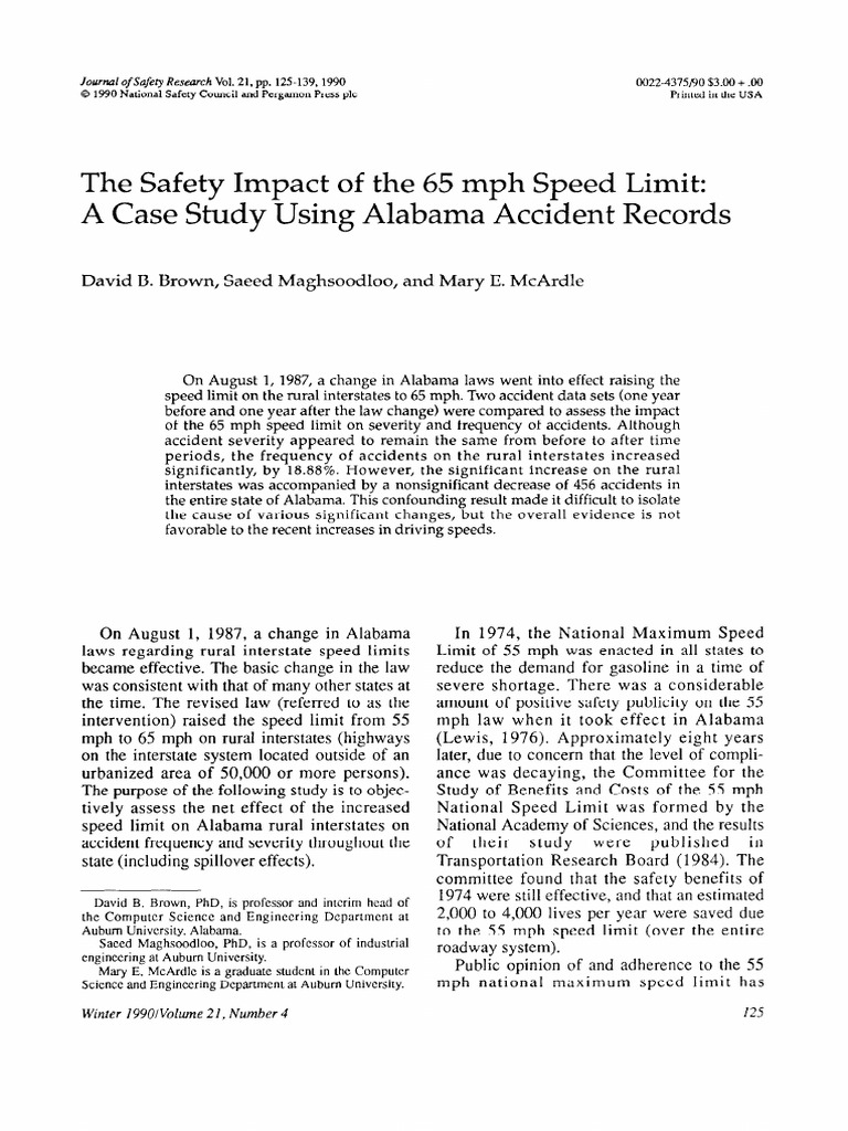 Brown et al. 1990 | PDF | Speed Limit | Road Transport Brown et al. 1990 | PDF | Speed Limit | Road Transport