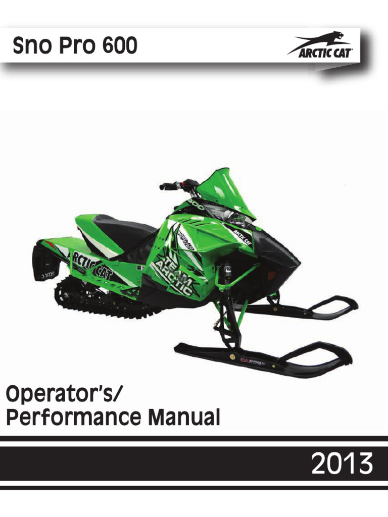 2013 Sno Pro 600 Operator S Manual | PDF | Axle | High Voltage