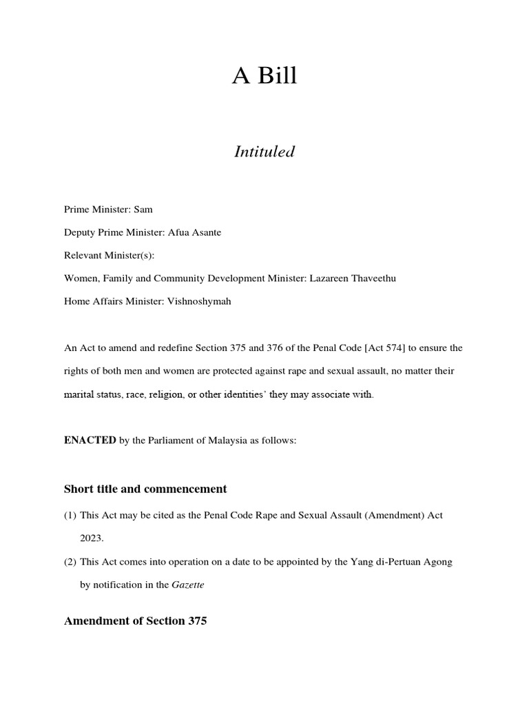 Penal Code Rape and Sexual Assault Amendment Act 2023 | PDF | Rape ...