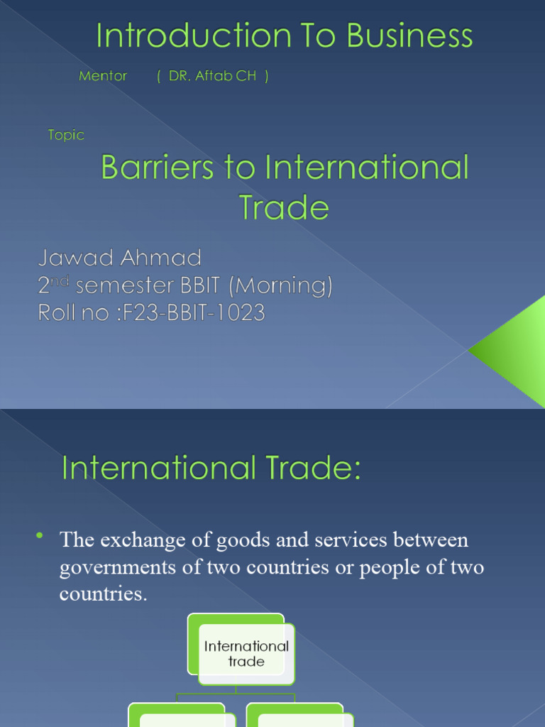 Barriers To International Trade by Jawad | PDF