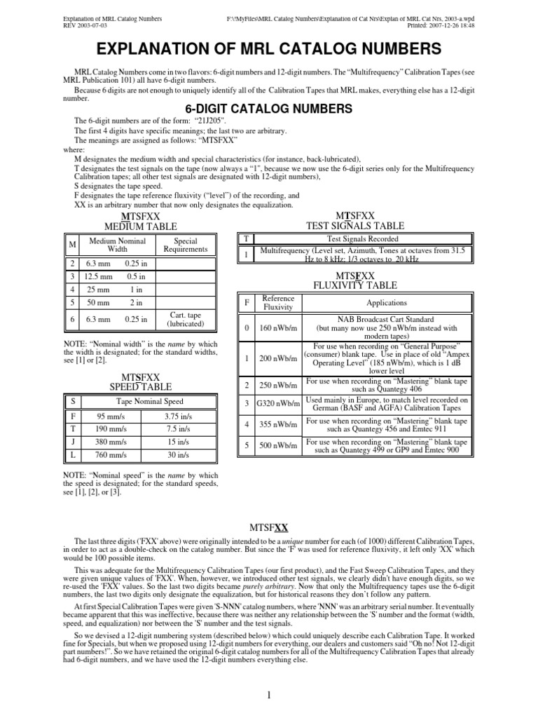 MRL Cat Nrs | PDF | Recording | Acoustics