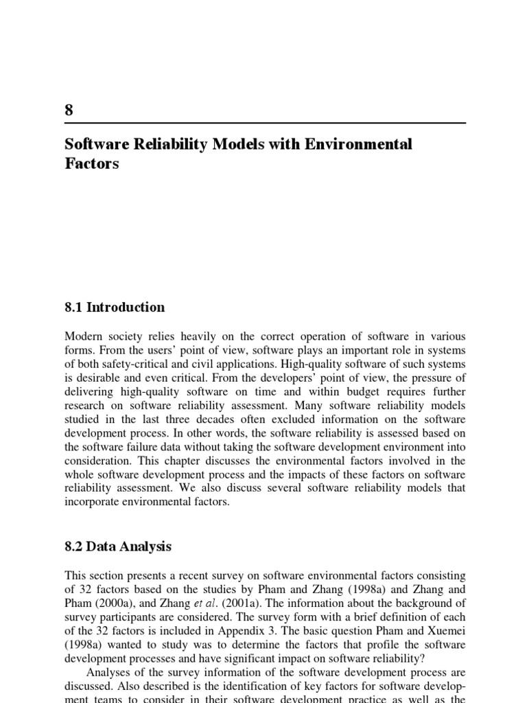 8 Software Reliability Models With Environmental Factors: Et Al. (2001a) - The Information About ...