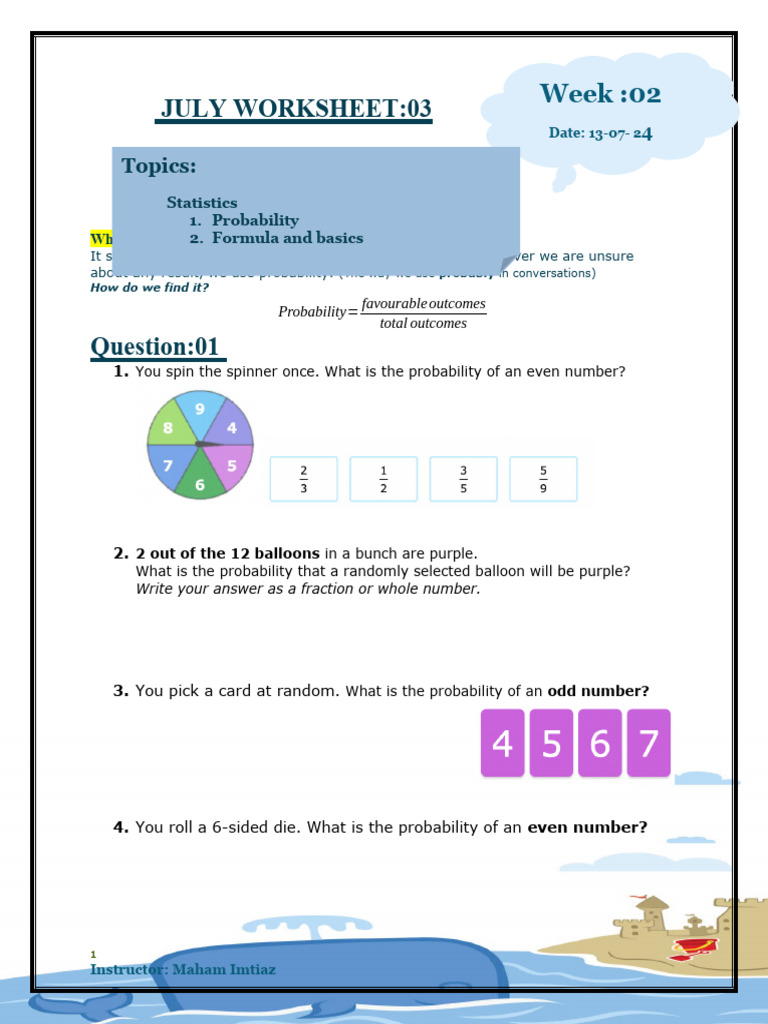PROBABILITY Questions For Grade 7 | PDF