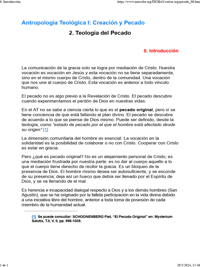 Teologia Del Pecado | PDF | Pecado | Cristo (título)
