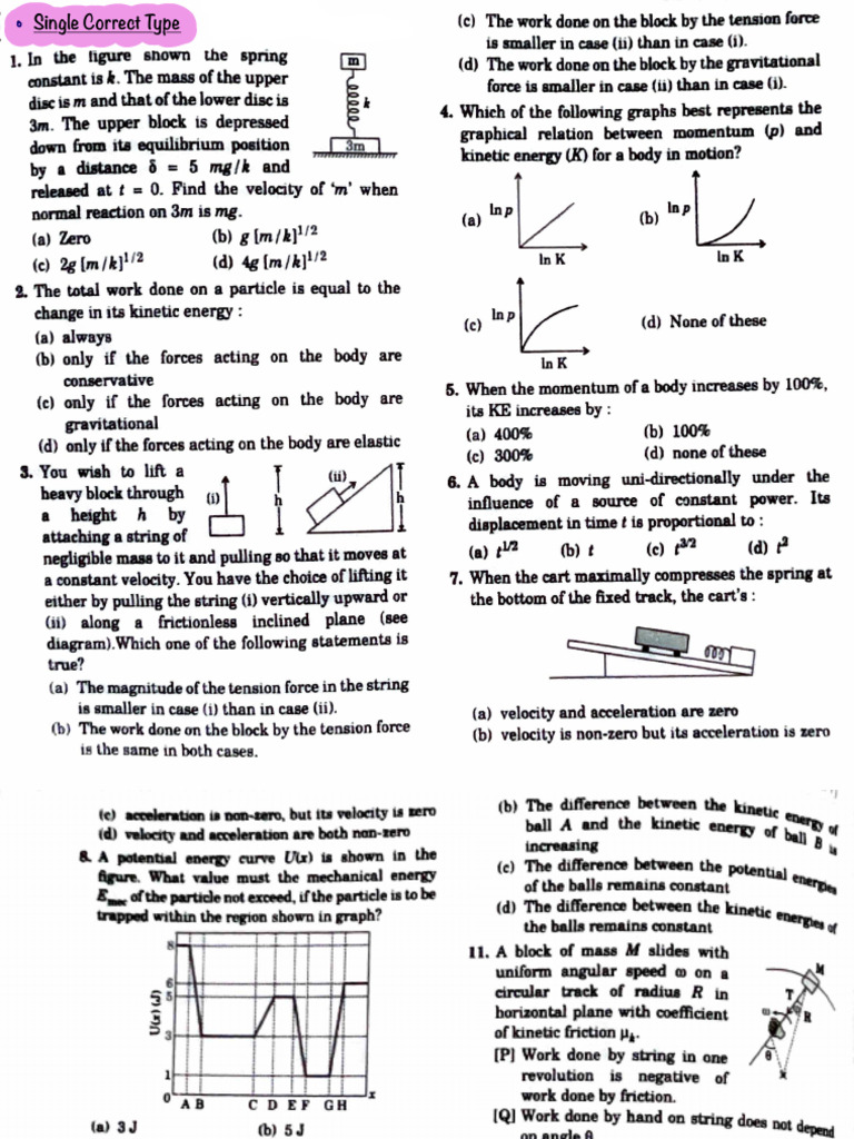 Work Power Energy Practice Sheet | Download Free PDF | Force | Metrology