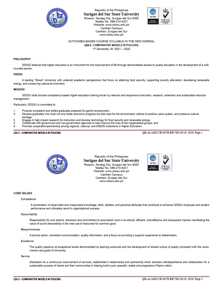 Lea 2 Syllabus - Compress | PDF | Crimes | Crime & Violence