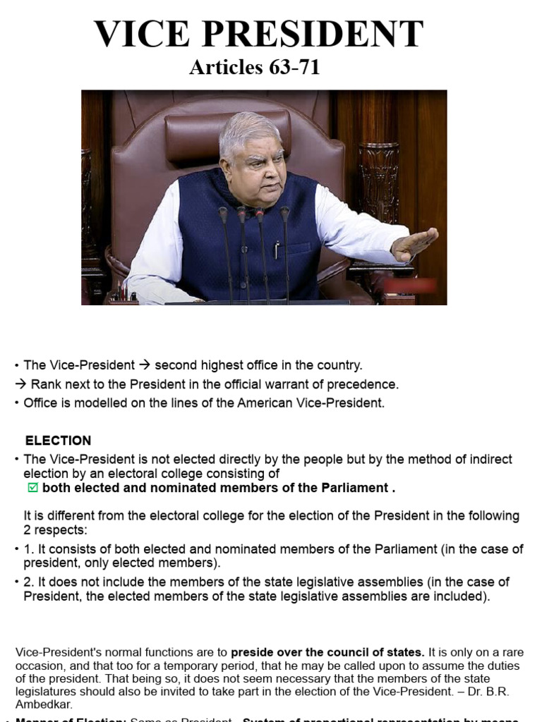 Vice President - Constitutional Provisions | PDF | Government | Governance