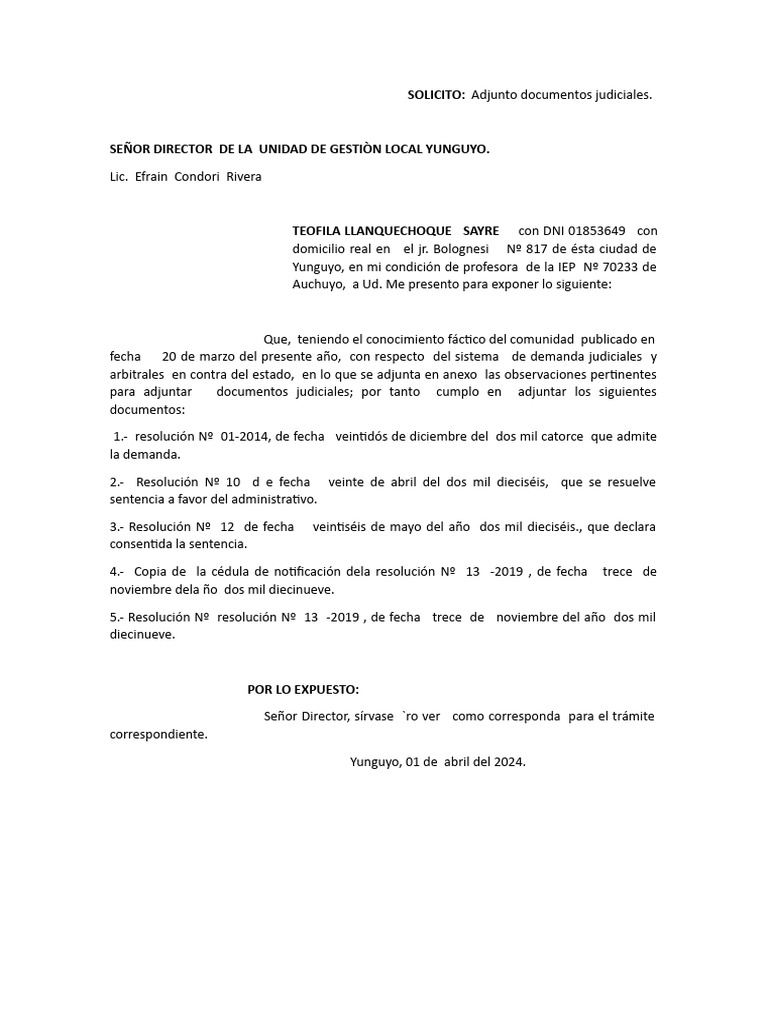 SOLICITO | PDF | Derecho