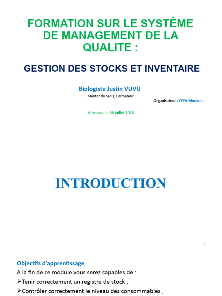Gestion de Stock Et Inventaire | PDF | Inventaire
