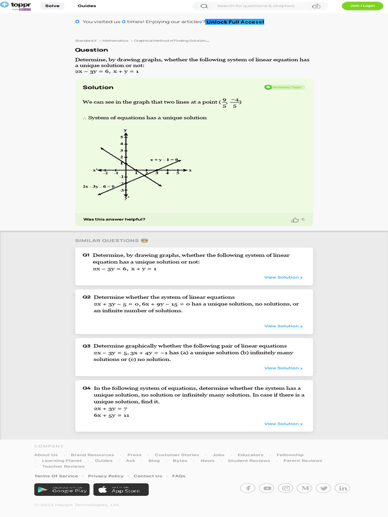 Determine, by drawing graphs, whether the following system of linear ... Determine, by drawing graphs, whether the following system of linear ...