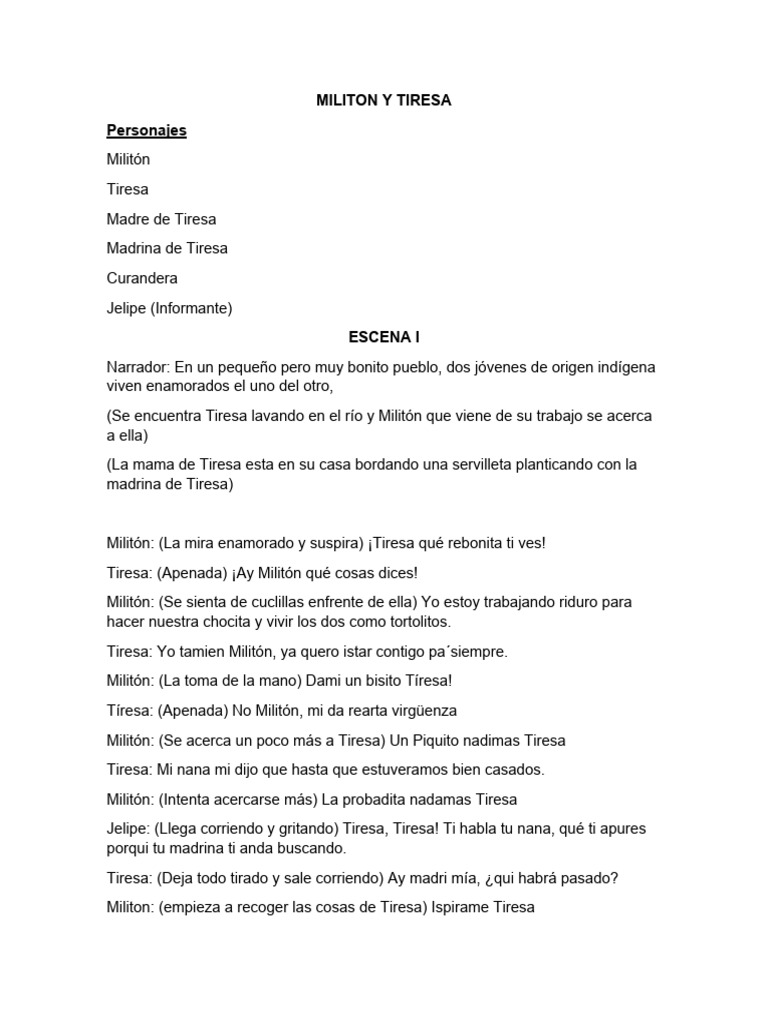 Obra de Teatro Militon y Tiresa | PDF
