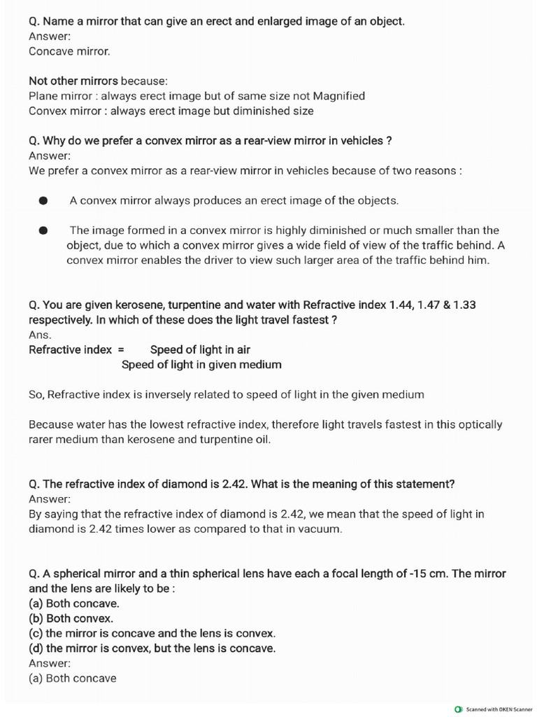 Light - NCERT (Imp.) | PDF