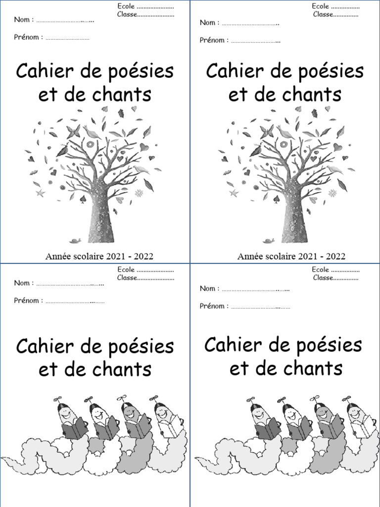 Page de Garde Cahier Poesies | PDF