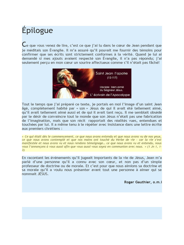 Comprendre l'épilogue de Jean | PDF | Religion et spiritualité