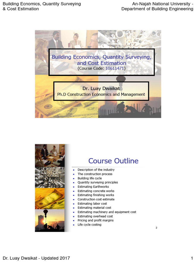 Building Economics, Quantity Surveying, and Cost Estimation - 2017 ...
