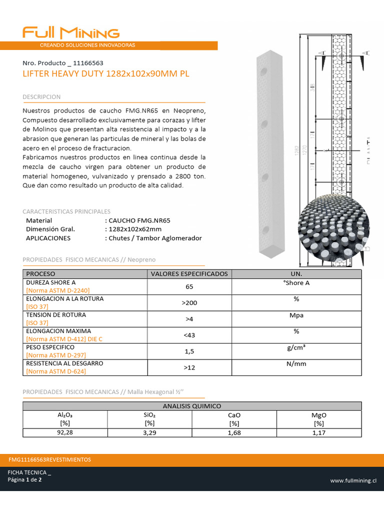 Lifter Heavy Duty FMG.NR65 para Molinos | PDF | Ciencias fisicas ...
