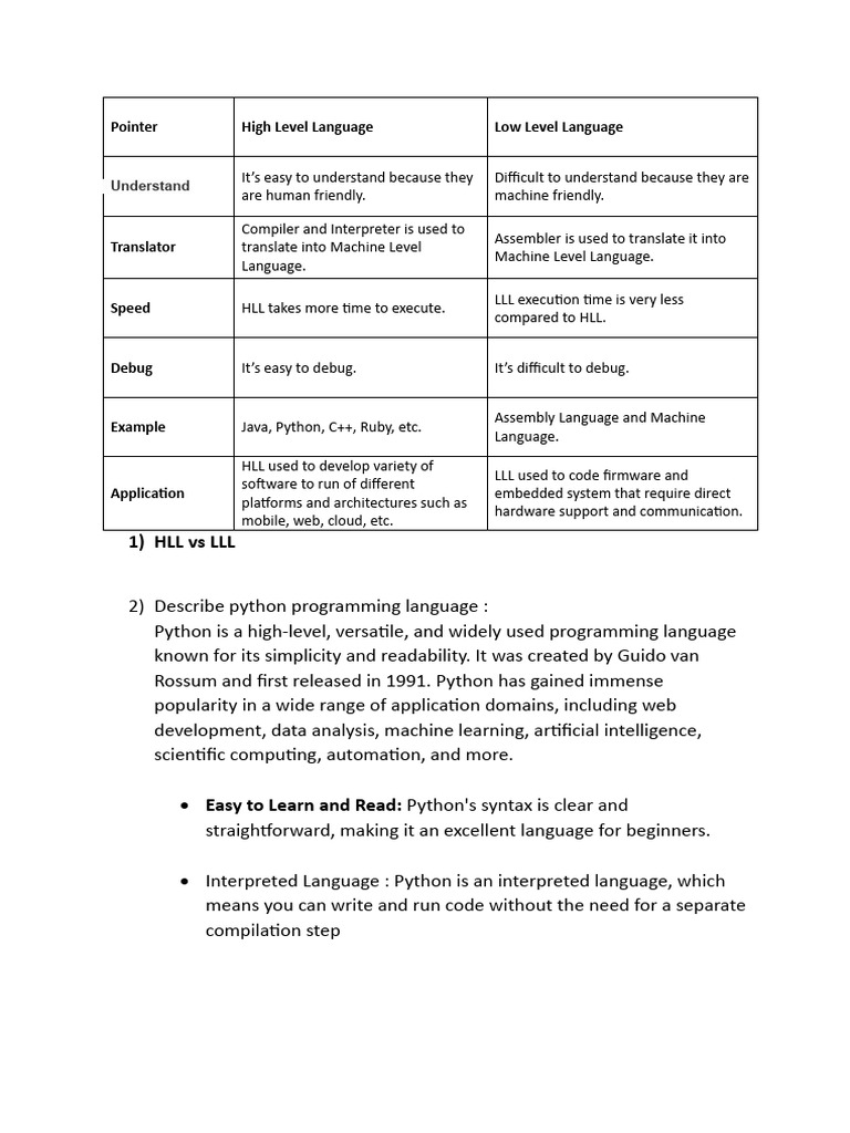3 Hll Vs Lll Pdf Python Programming Language Computer Programming