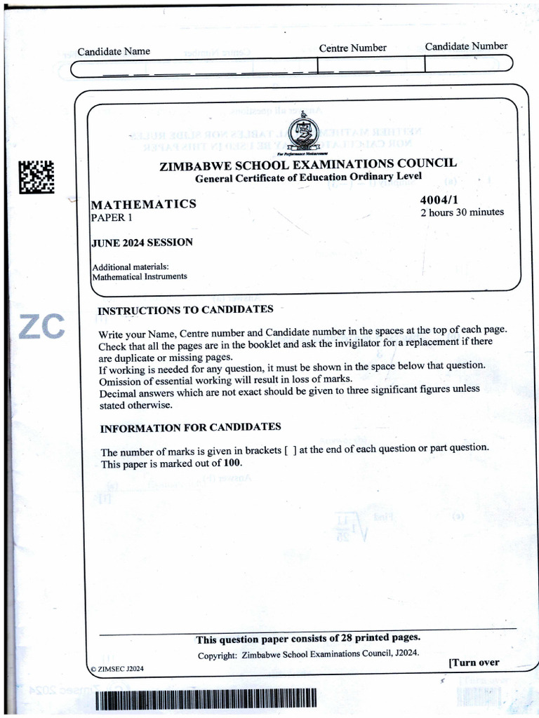 MATHEMATICS Paper 1 2023 | PDF