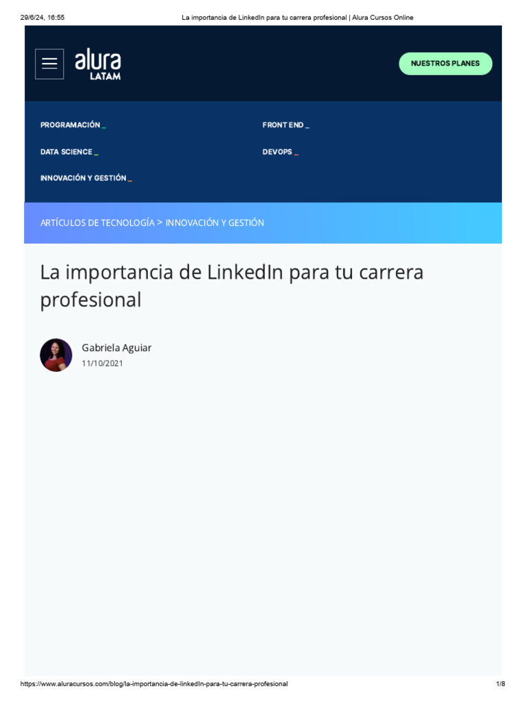 La Importancia de LinkedIn para Tu Carrera Profesional - Alura Cursos Online | PDF | Vinculado en