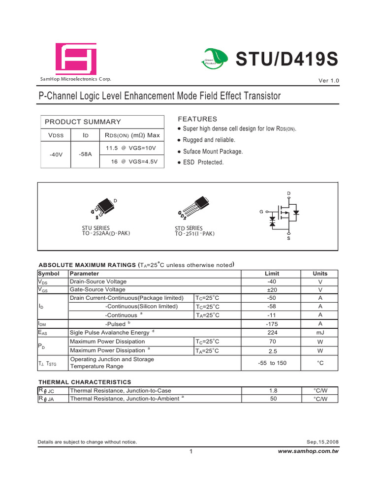 STU419S | PDF | Field Effect Transistor | Capacitor