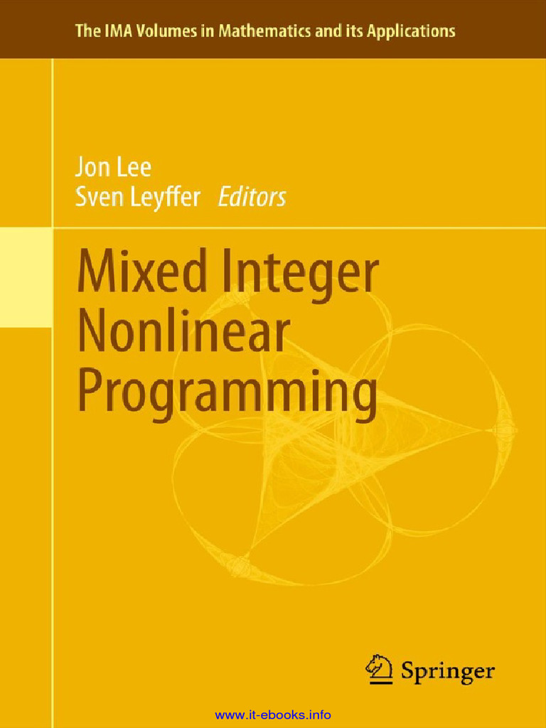 Mixed Integer Nonlinear Programming | PDF | Linear Programming ... Mixed Integer Nonlinear Programming | PDF | Linear Programming ...