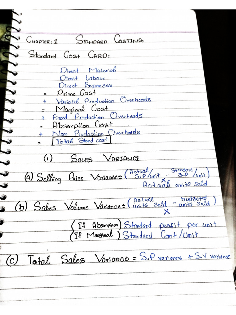 Standard Costing Formulas | PDF