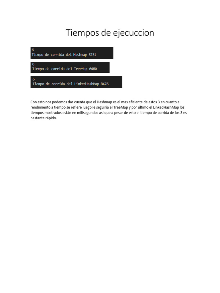 Eficiencia de Hashmap vs TreeMap y LinkedHashMap | PDF